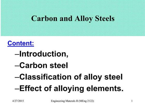 effect of alloying elements in steel | PPT
