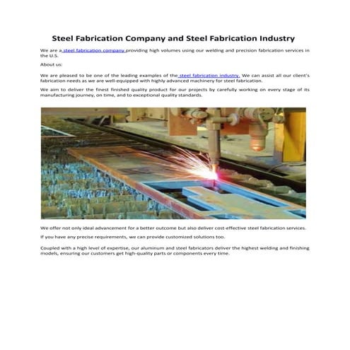 Steel Fabrication Company and Steel Fabrication Industry | PPT
