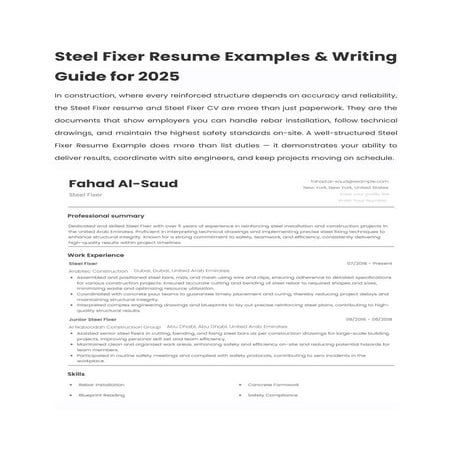 Concrete Finisher Resume Examples & Writing Guide for 2025 | PDF