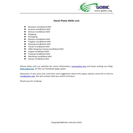 Steel plate mills list | PDF