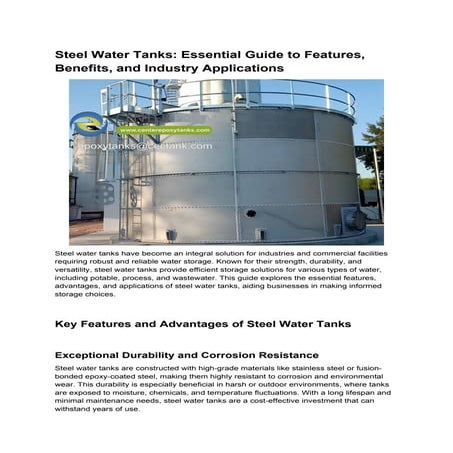 Steel Water Tanks Essential Guide to Features, Benefits, and Industry ...