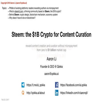 Steem: the $1 billion crypto for content curation and creation | PPT