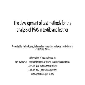 Stefan Posner: The development of test methods for the analysis of PFAS ...