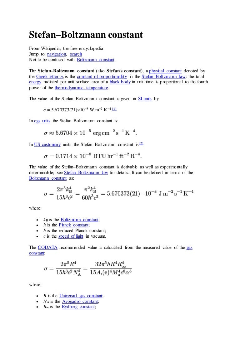 Stefan–boltzmann Constant
