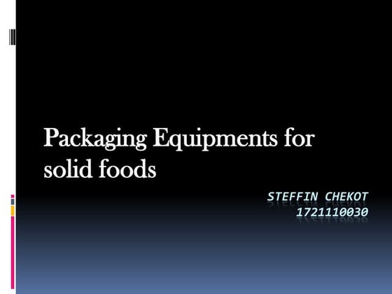Food Packaging and Machinery | PDF