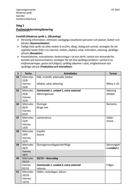 Steg 4 planering HT-12 | DOCX | Education