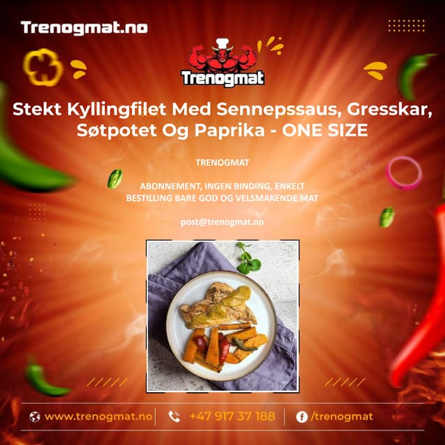 Stekt Kyllingfilet Med Sennepssaus, Gresskar, Søtpotet Og Paprika - ONE ...