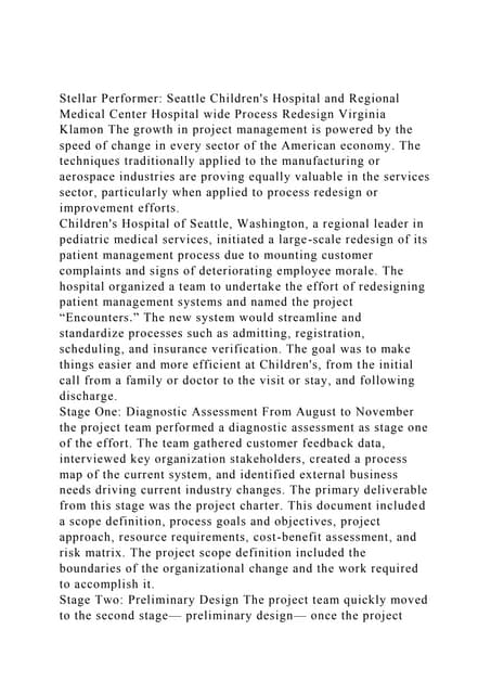 Case Study Stellar Performer Seattle Children’s Hospital and Regi.docx