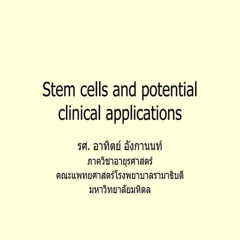Stem Cells And Potential Clinical Applications Ppt