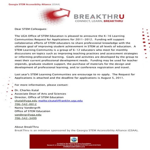 The UGA Office of STEM (Science, Technology, Engineering, Mathematics ...