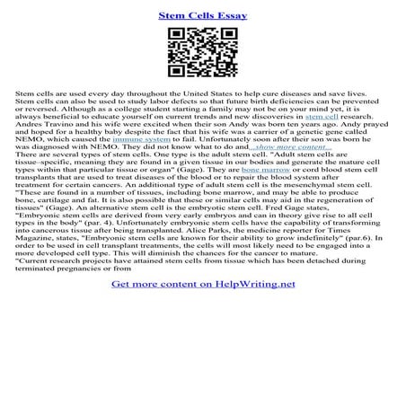 Stem Cell Essay | PDF
