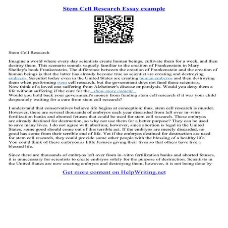 Stem Cell Research Benefits | PDF