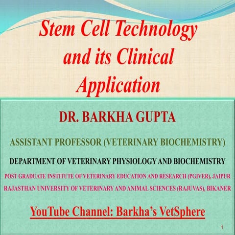 Stem Cell Technology and its Clinical Application | PDF