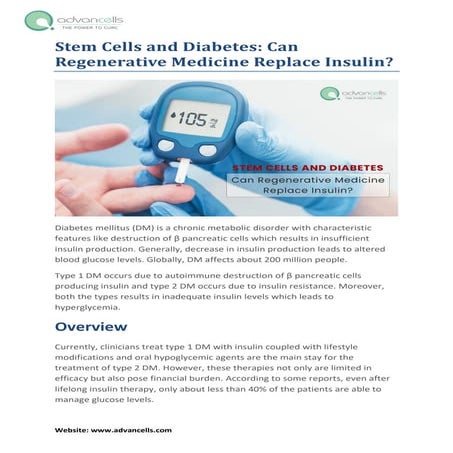Stem Cells and Diabetes: Can Regenerative Medicine Replace Insulin? | PDF