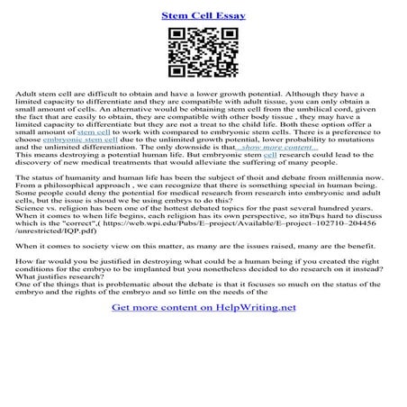 Stem Cells Pros And Cons | PDF