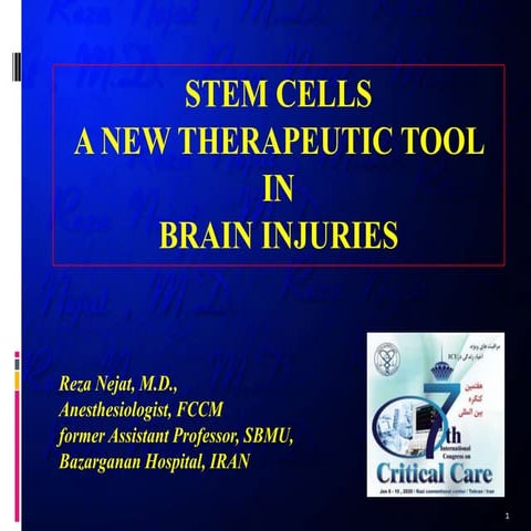 Stem cells, A New Therapeutic Approach to Traumatic Brain Injury | PPTX