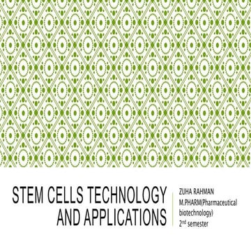 Stem cells technology and applications | PPTX