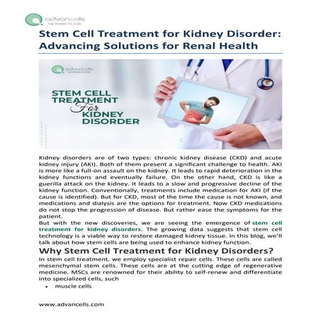 Stem Cell Treatment for Kidney Disorder: Advancing Solutions for Renal ...