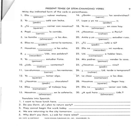 1A Stem Changing Verbs | PDF