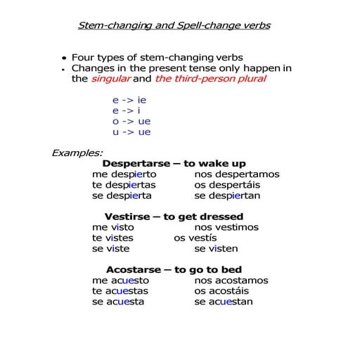 Stem Changing Verbs | PDF