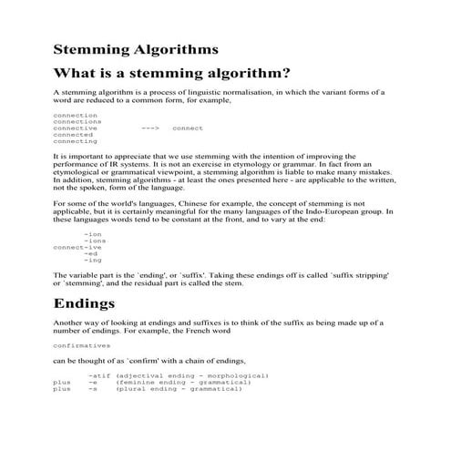 Stemming Algorithms Pdf Search Internet 0887
