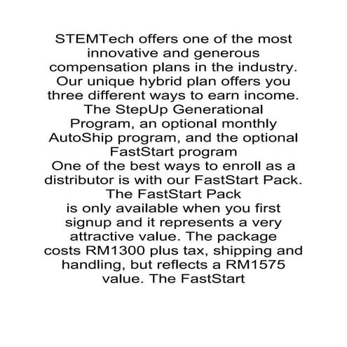 Stemtech income plan ++ | PDF