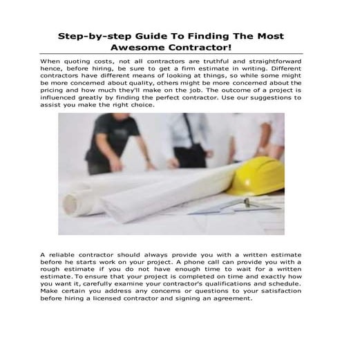 Step-by-step Guide To Finding The Most Awesome Contractor! | DOCX