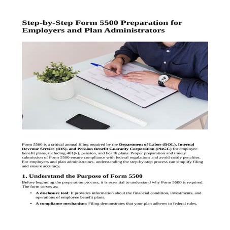 Step-by-Step Form 5500 Preparation for Employers and Plan ...