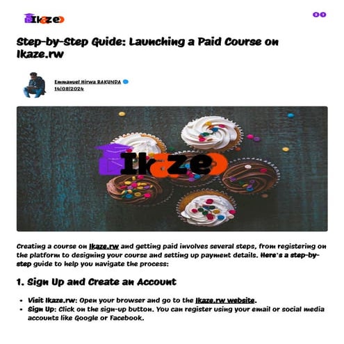 Step-by-Step Guide Launching A Paid Course On Ikaze.rw _ 🎈Ikaze Inc | PDF
