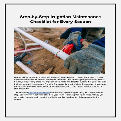 Step-by-Step Irrigation Maintenance Checklist for Every Season | PDF
