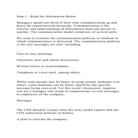 Step 1 - Read the Information BelowManagers spend one third of t.docx