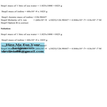 Step1 mass of 1 litre of sea water = 1.025x1000 =1025 g Step2 ma.pdf