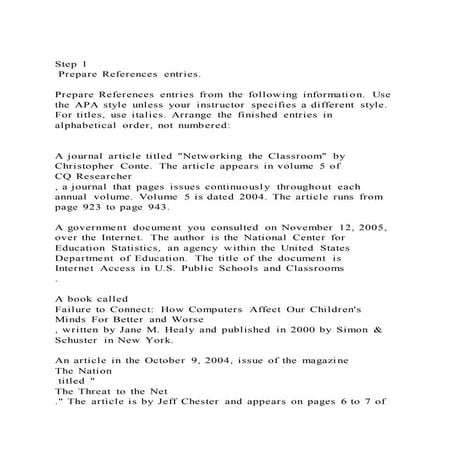 Step 1 Prepare References entries.Prepare References entries | PDF