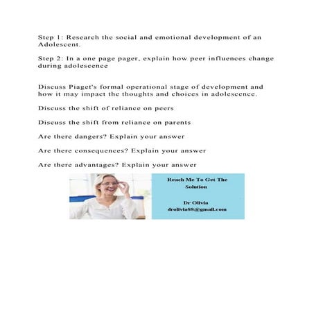 Step 1 Research the social and emotional development of an Adolesce.docx