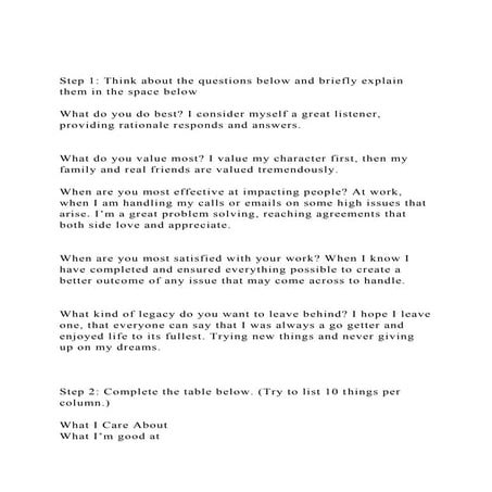 Step 1 Think about the questions below and briefly explain them.docx