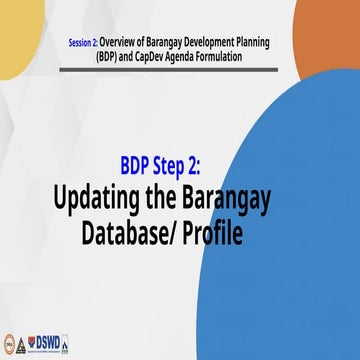 Updating the Barangay Database for BDP Formulation | PPTX