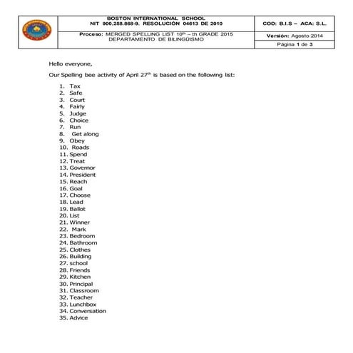 Step 3, 4 and 5 spelling list | DOCX | Chemistry | Science