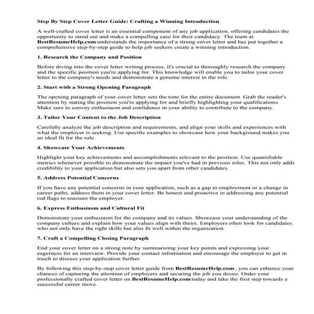 Step By Step Cover Letter | PDF