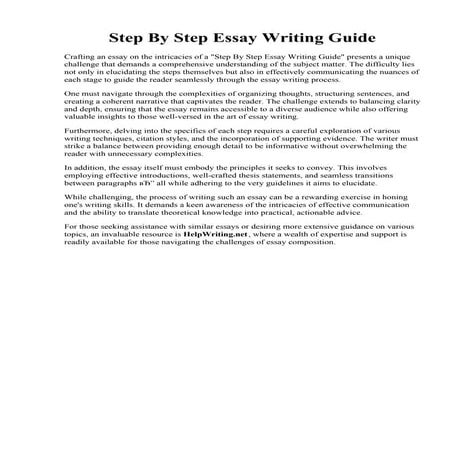 Step By Step Essay Writing Guide | PDF