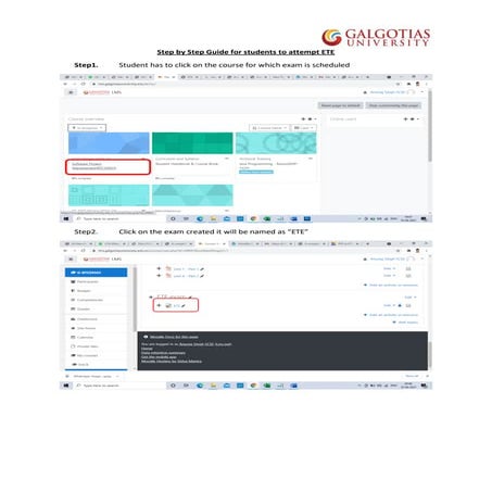 Step by Step Guide for students to attempt ETE - Galgotias University | PDF