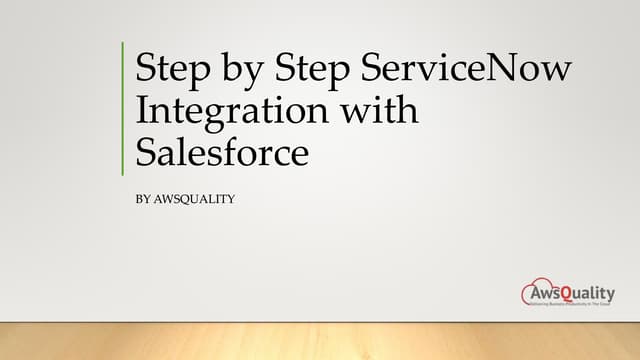 Step By Step Servicenow Integration With Salesforcepptx Cloud