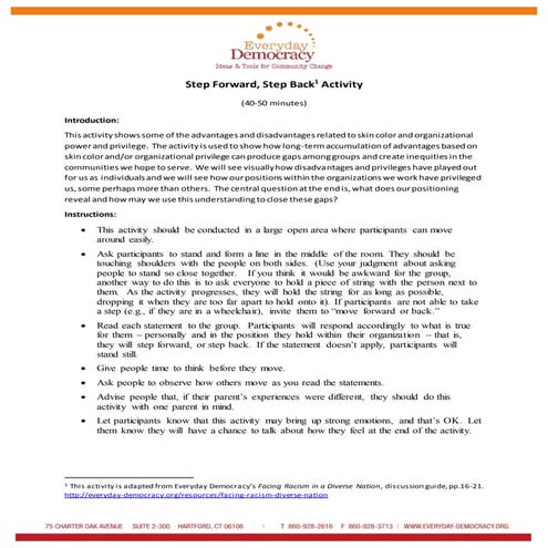 Step Forward, Step Back Personal Identity Activity | DOCX