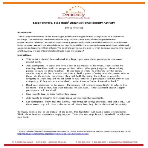 Step Forward, Step Back Organizational Identity Activity | DOCX