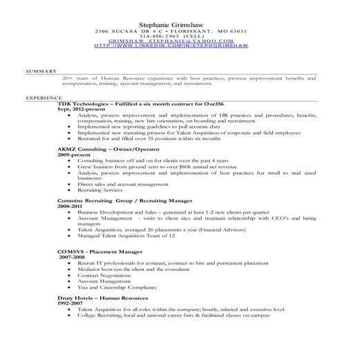 Tana dionne resume | DOC