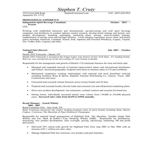 Stephen Cruty Resume 2017 | DOC