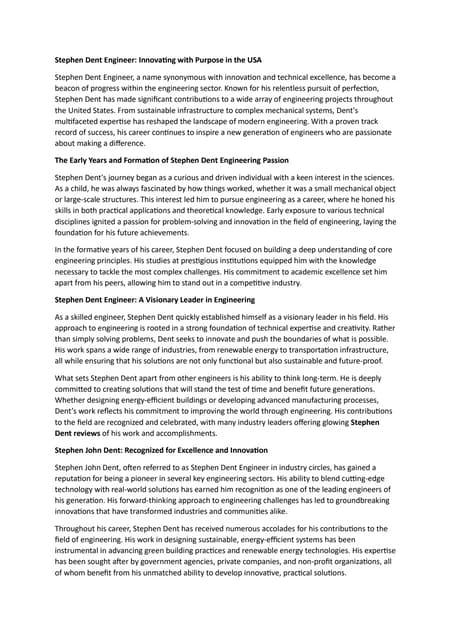 Stephen Dent Engineer: Transforming American Engineering with ...