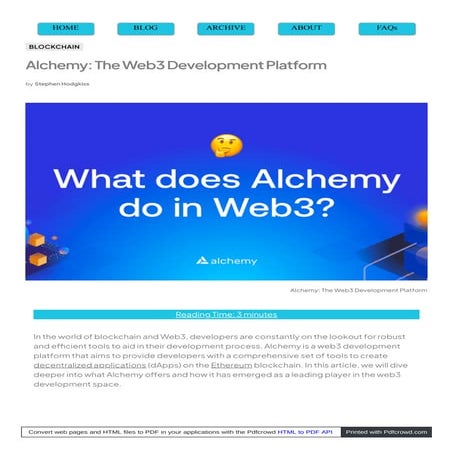 Alchemy: The Web3 Development Platform | PDF