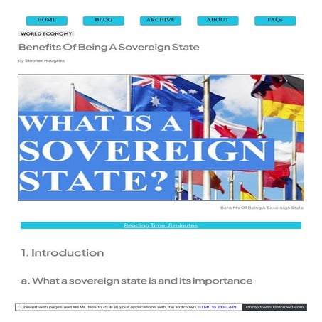 Benefits Of Being A Sovereign State | PDF