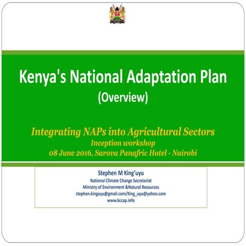 Kenya’s National Adaptation Plan (Overview): Integrating NAPs into Agriculture Sectors | PDF