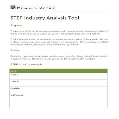 Step Industry Analysis Tool | DOC